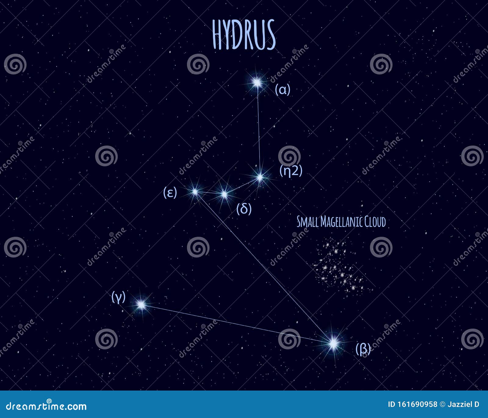Hydrus Star Constellation, Night Sky Water Snake Royalty-Free Stock ...