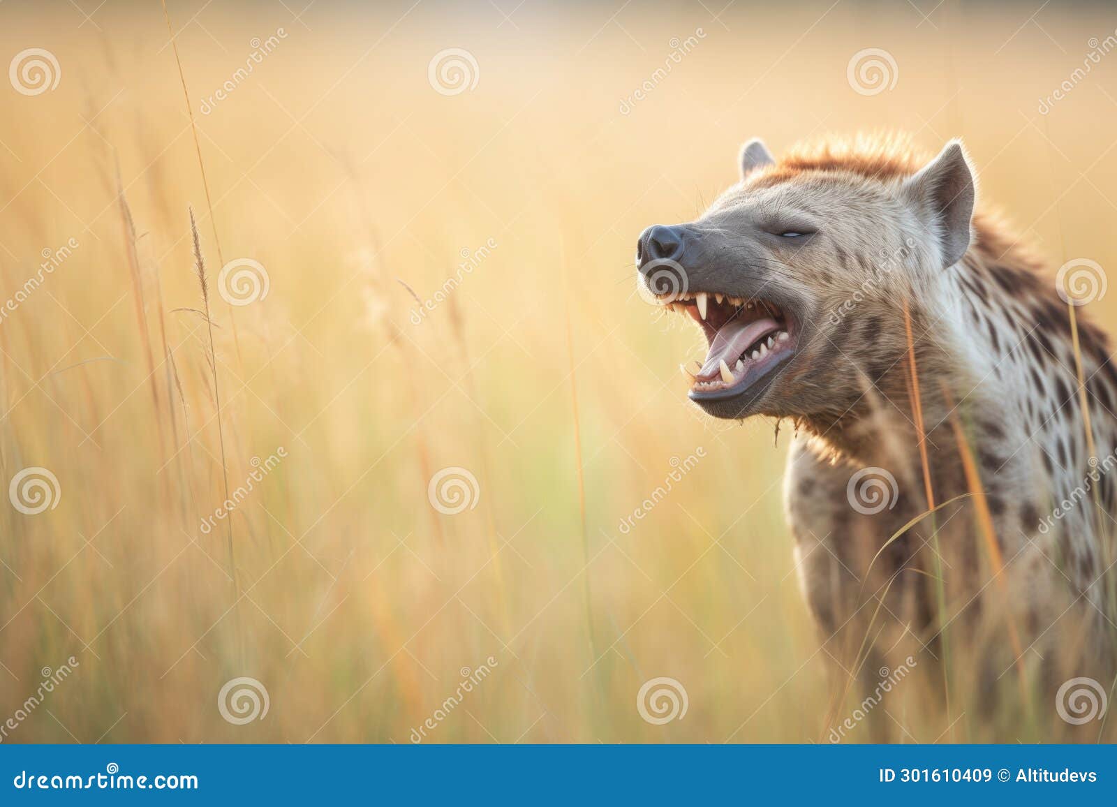 Hyena with Drool, Mid-laugh in a Field Stock Image - Image of ecosystem ...