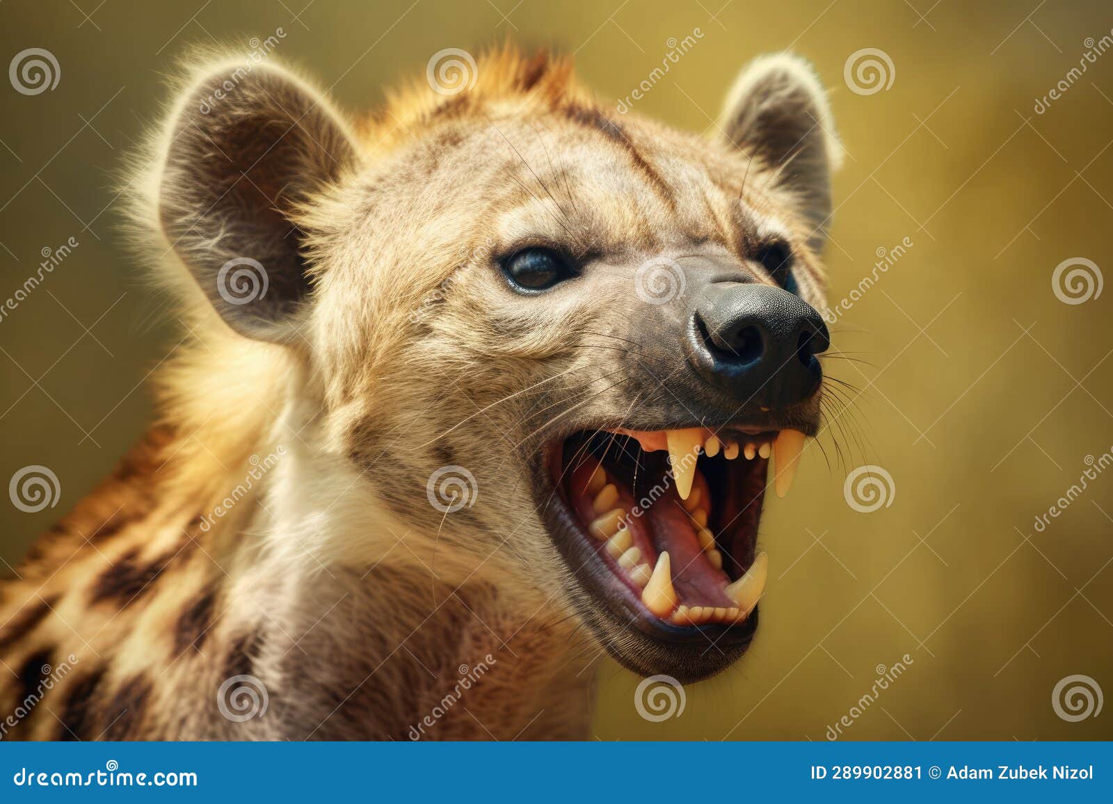 A Hyena with Its Mouth Open Stock Illustration - Illustration of close ...