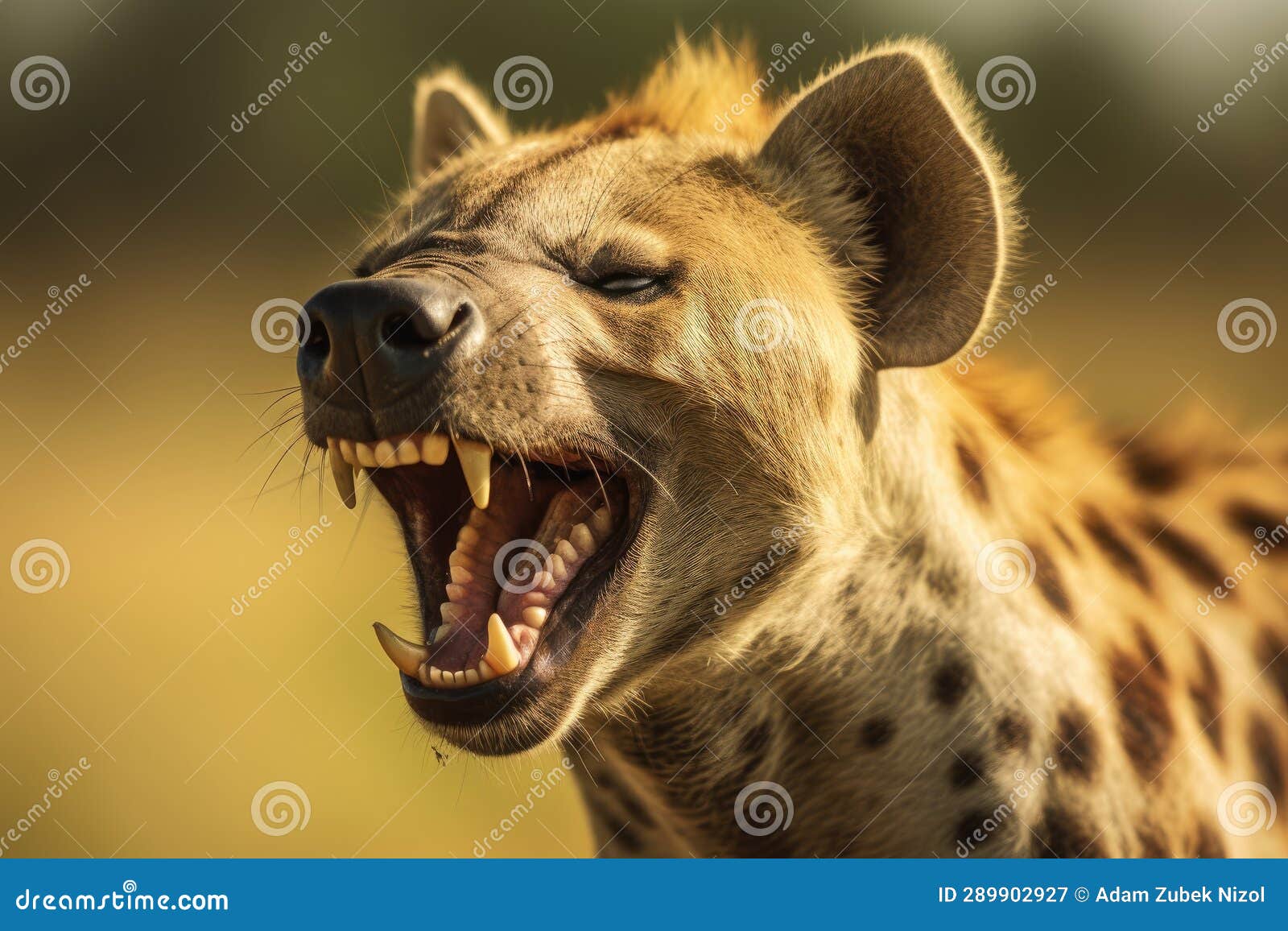 A Hyena with Its Mouth Open Stock Illustration - Illustration of teeth ...