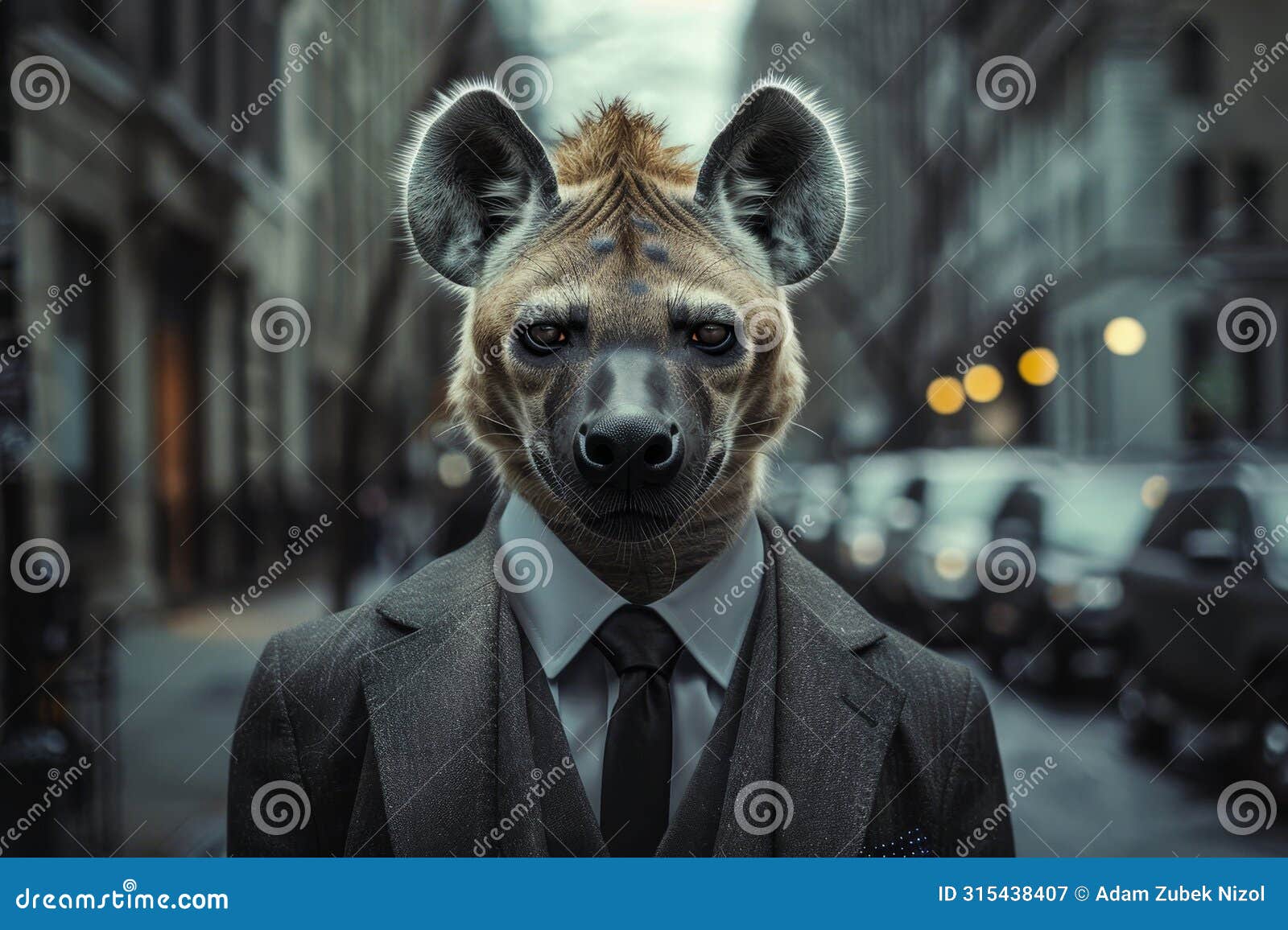 Hyena in a Suit Walking through the City Stock Illustration ...