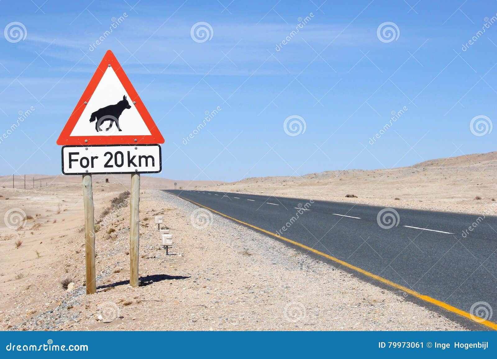 Hyena Warning Road Sign, Namibia Stock Image - Image of landscapes ...