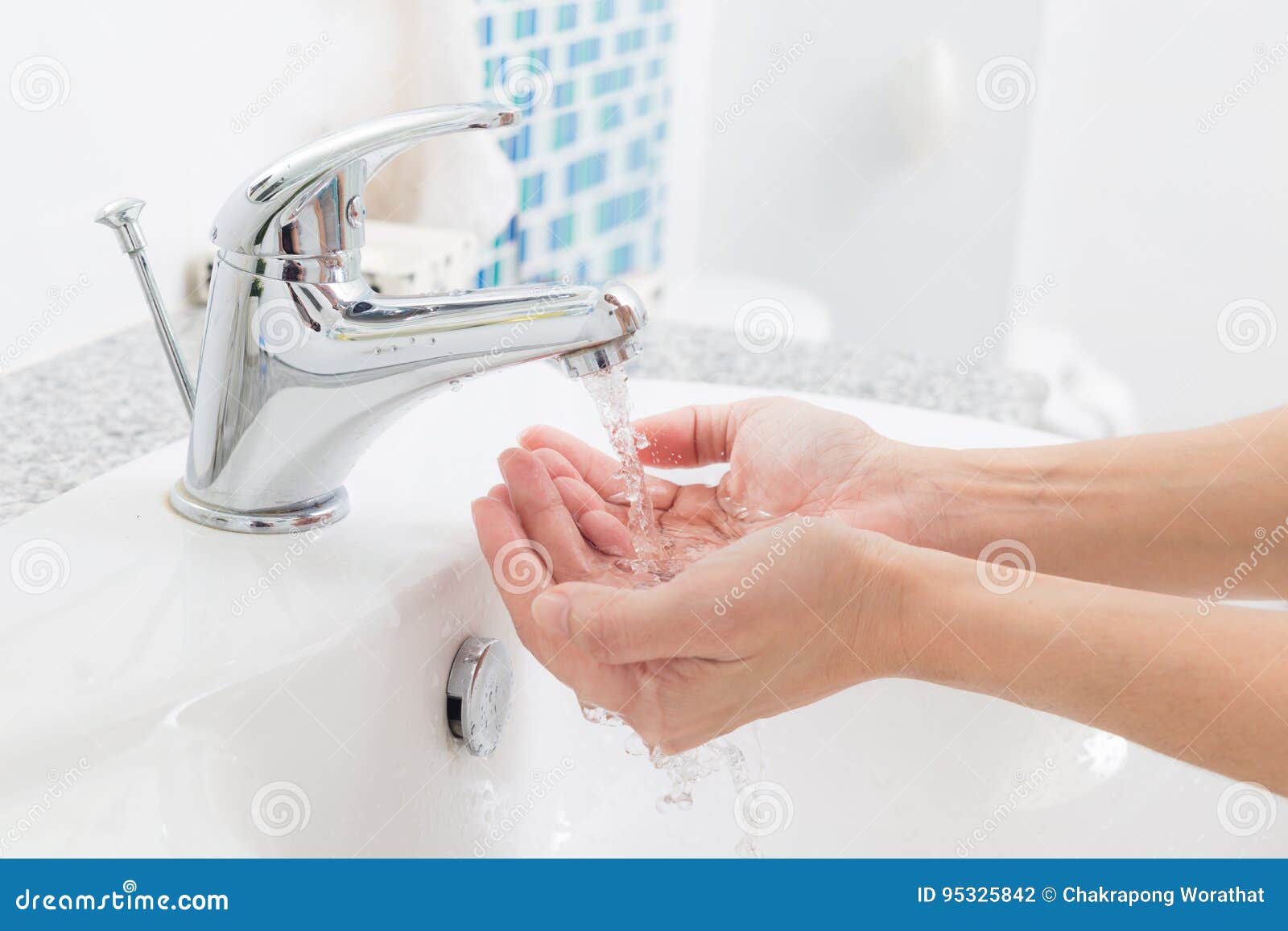 Hygiene. Cleaning Hands with Water. Washing Hands on Sink. Stock Photo ...