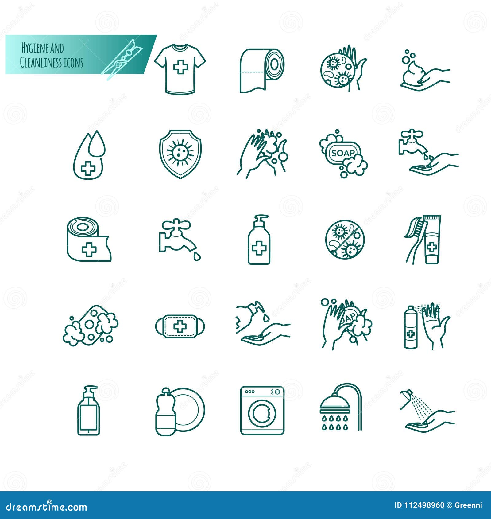 Hygiene and Cleanliness Vector Thin Line Icons Stock Vector ...