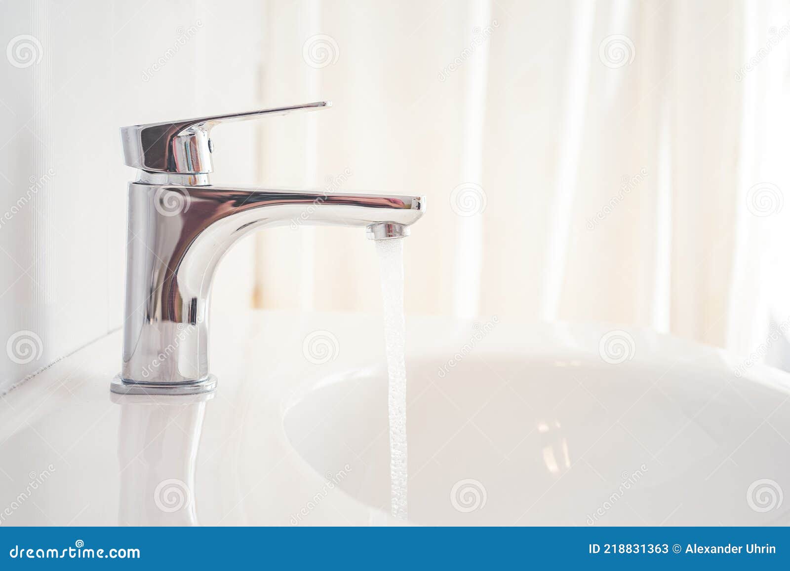 Hygiene Concept. Water Flowing from Faucet. Stock Image - Image of ...