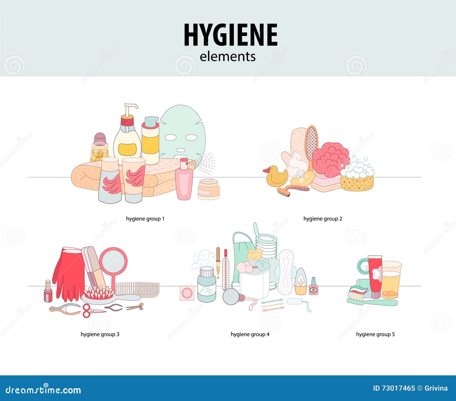 Hygiene elements groups stock vector. Illustration of cotton - 73017465