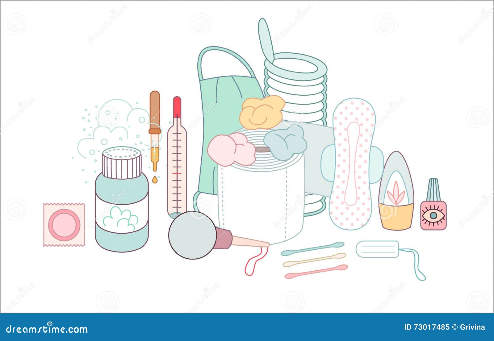 Hygiene elements groups stock vector. Illustration of personal - 73017485