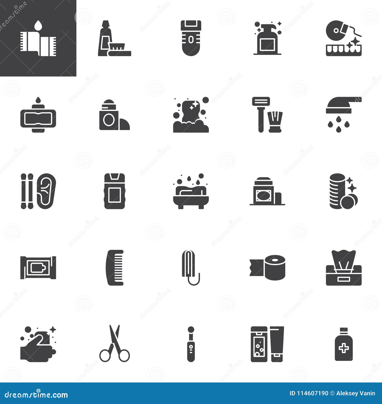 Hygiene Elements Vector Icons Set Stock Vector - Illustration of ...