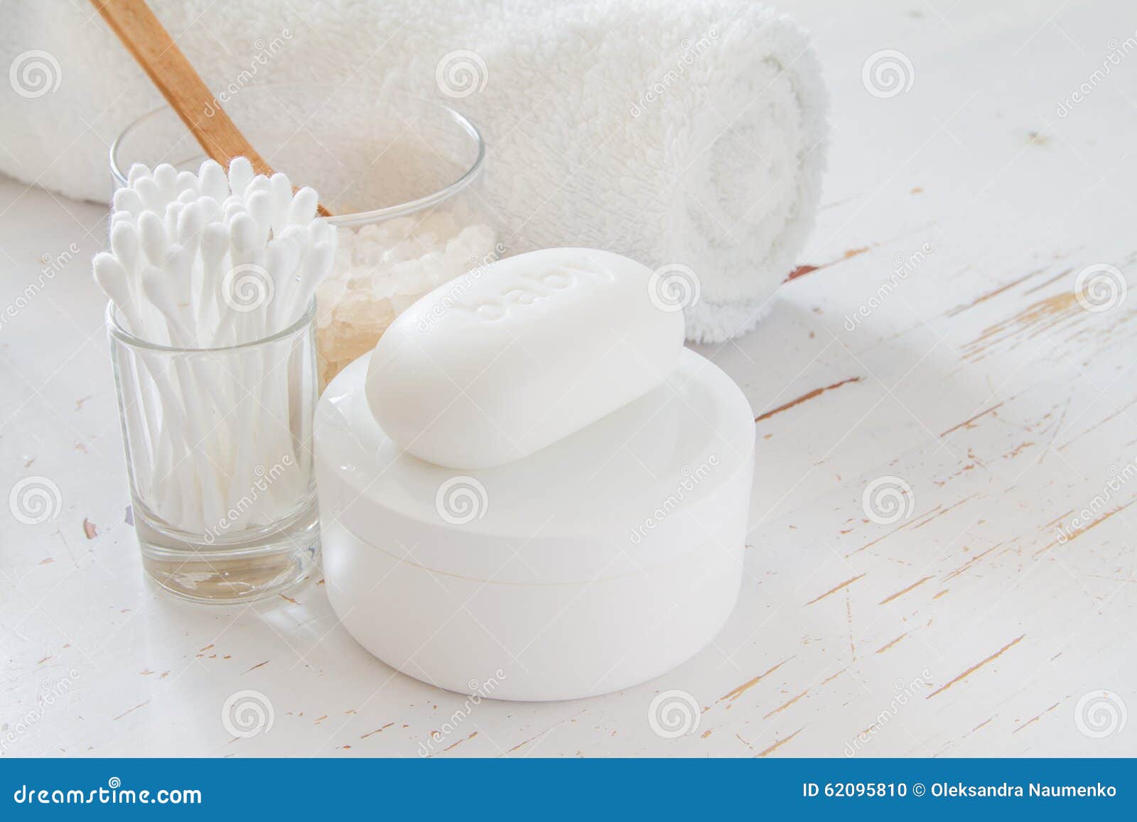 Hygiene Essentials on White Background Stock Photo - Image of towel ...