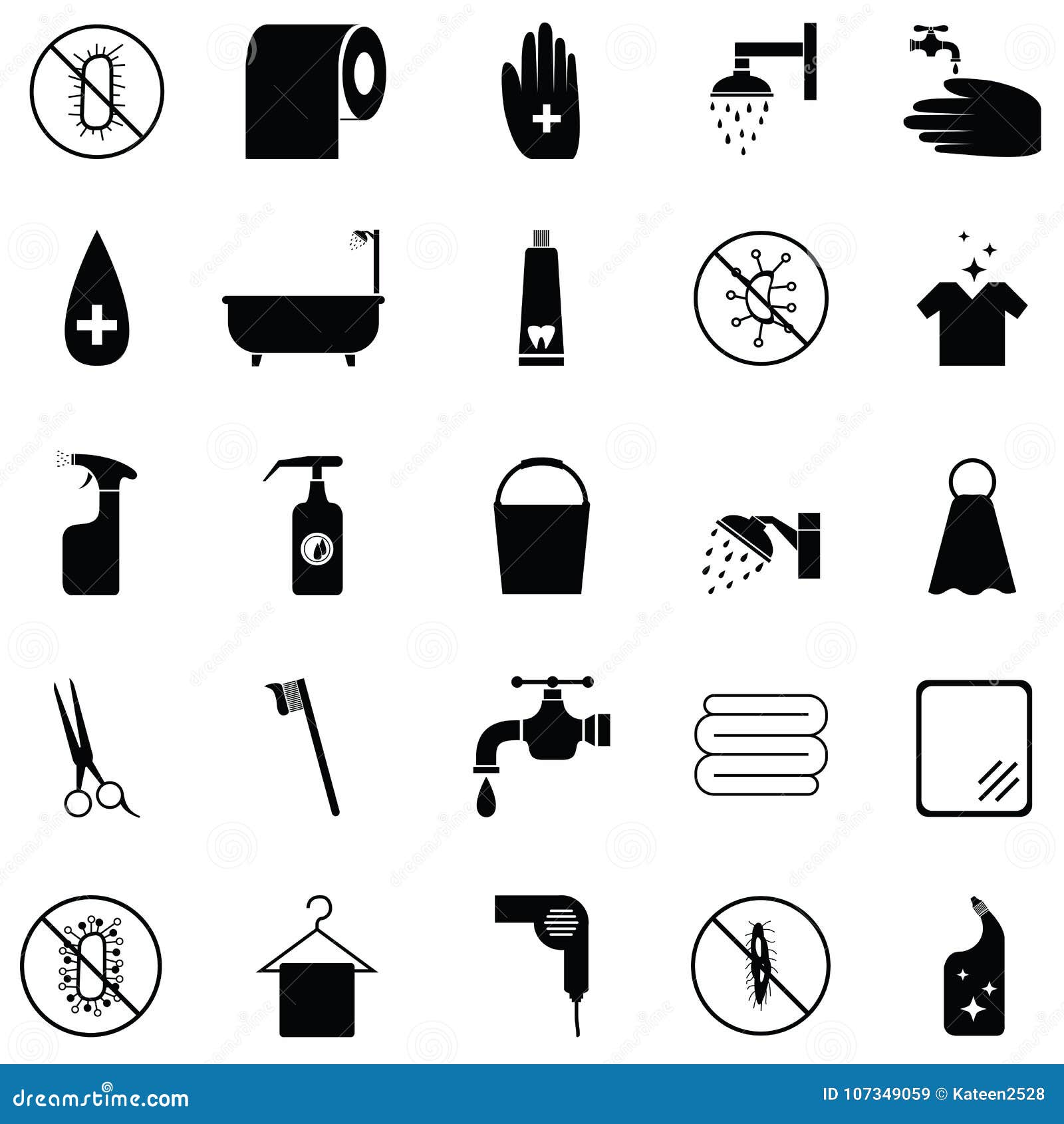 Hygiene icon set stock vector. Illustration of soap - 107349059