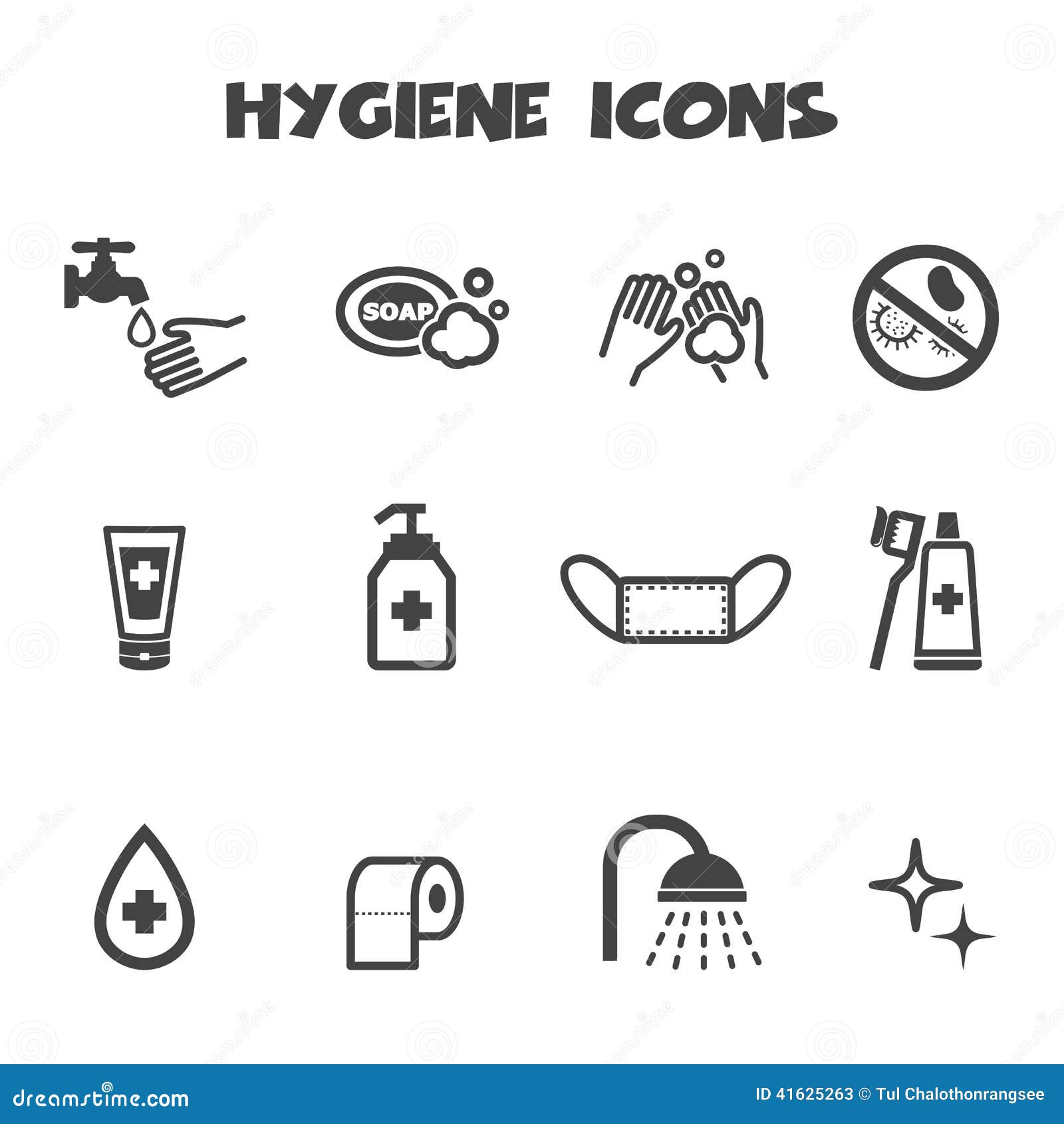 Hygiene icons stock illustration. Illustration of bathroom - 41625263