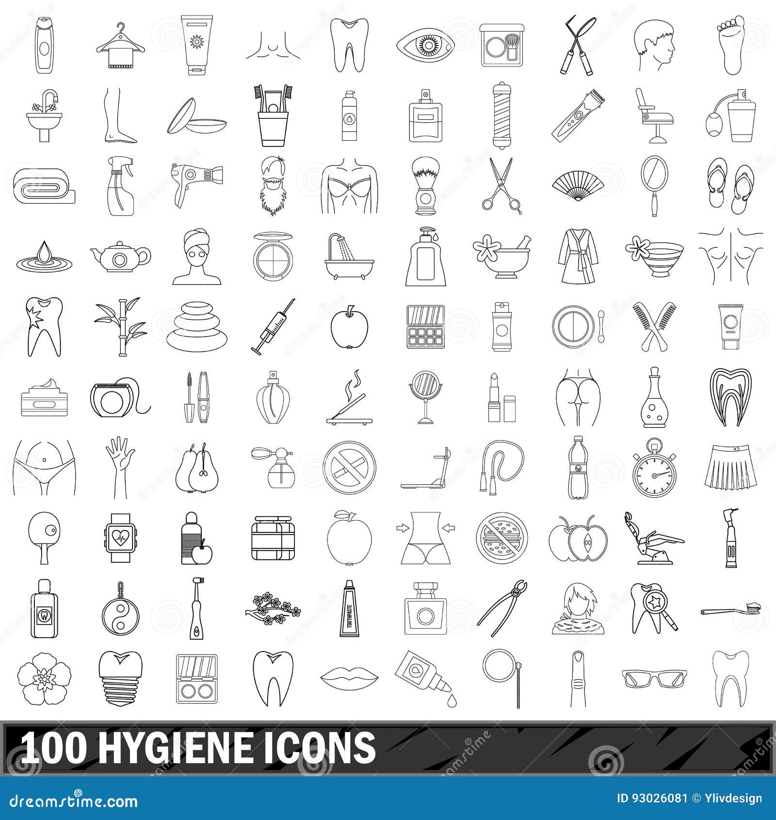 100 Hygiene Icons Set, Outline Style Stock Vector - Illustration of ...