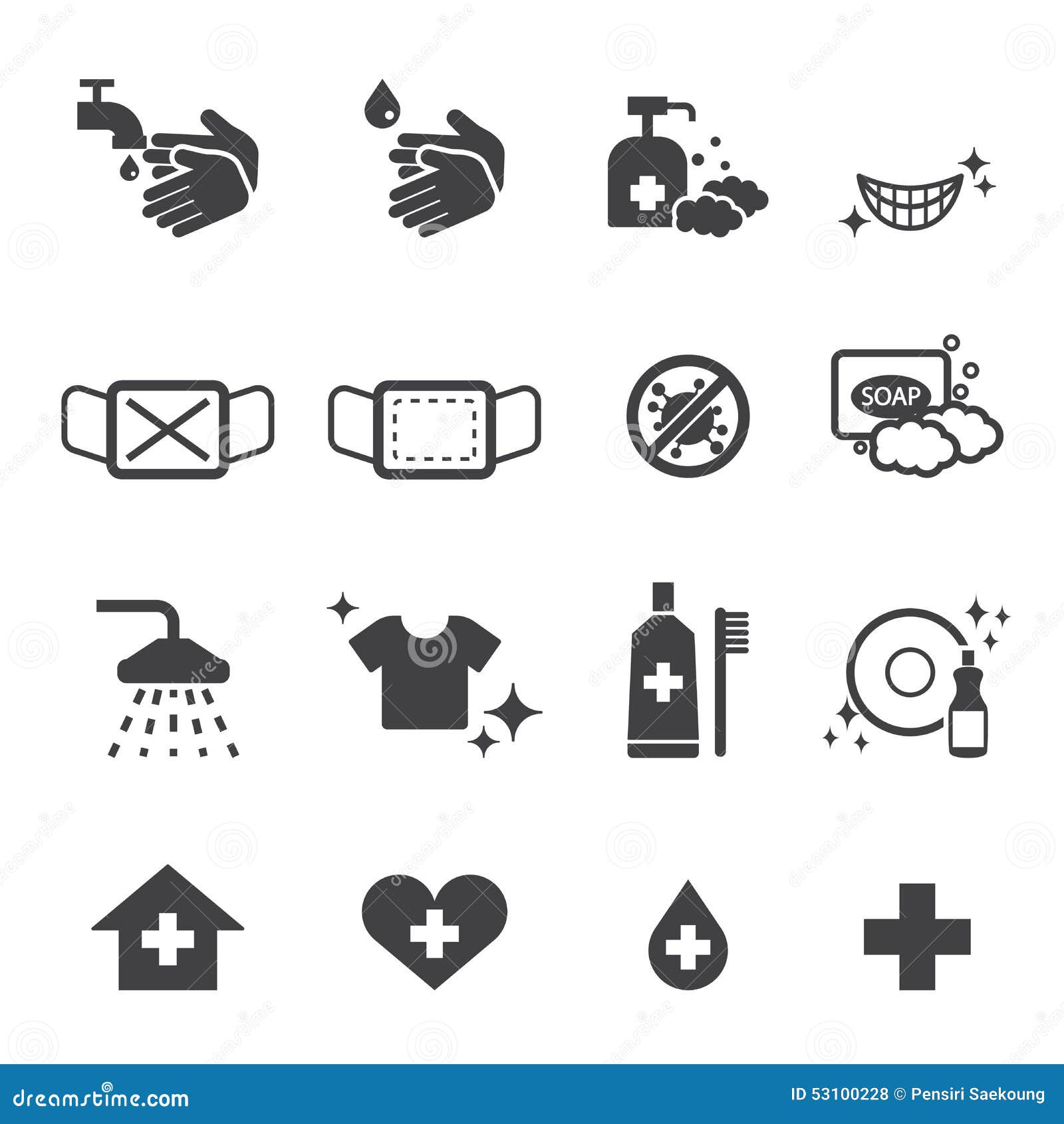 Hygiene icons set stock vector. Illustration of care - 53100228