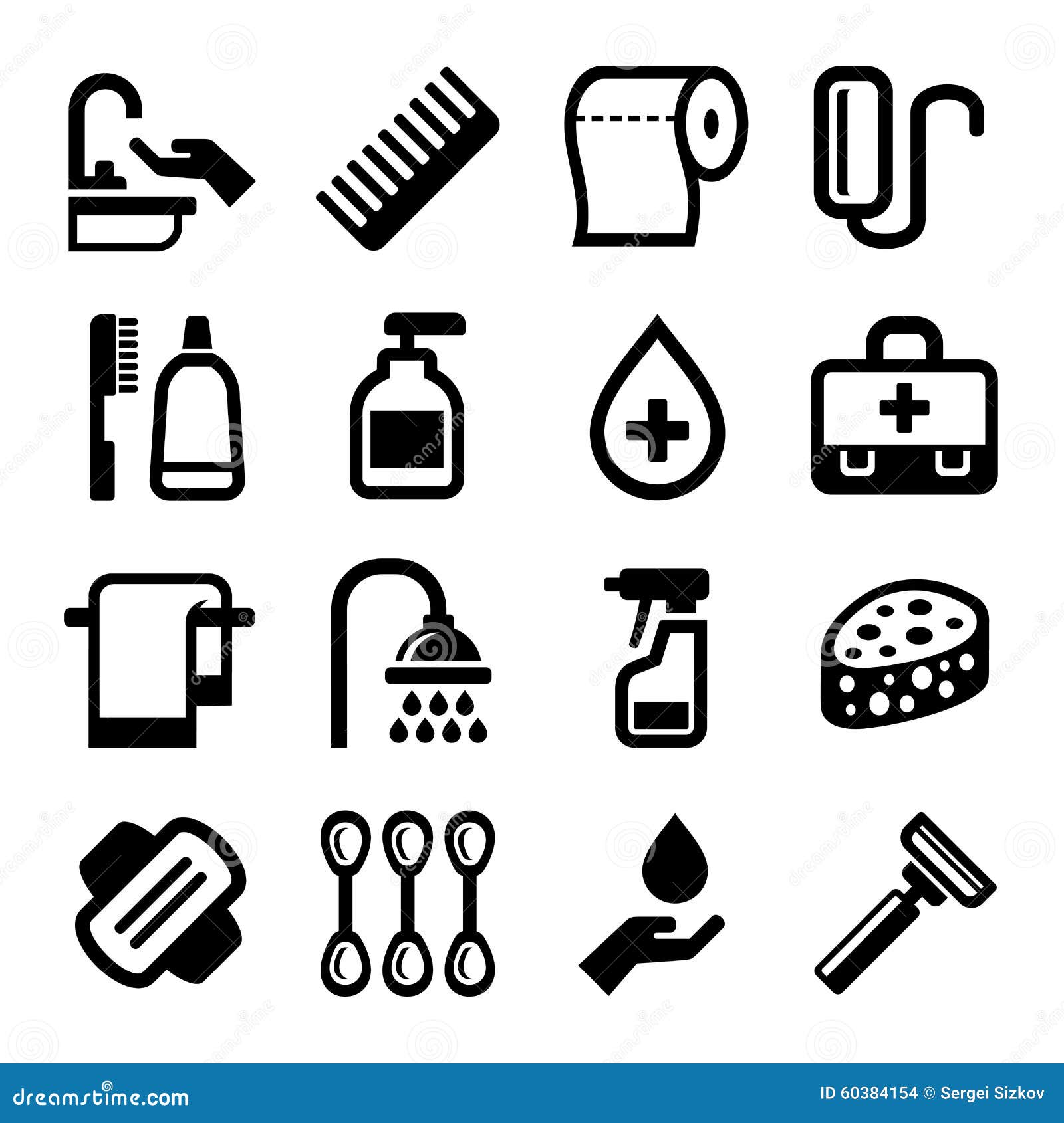 Hygiene Icons Set on White Background. Vector Stock Vector ...