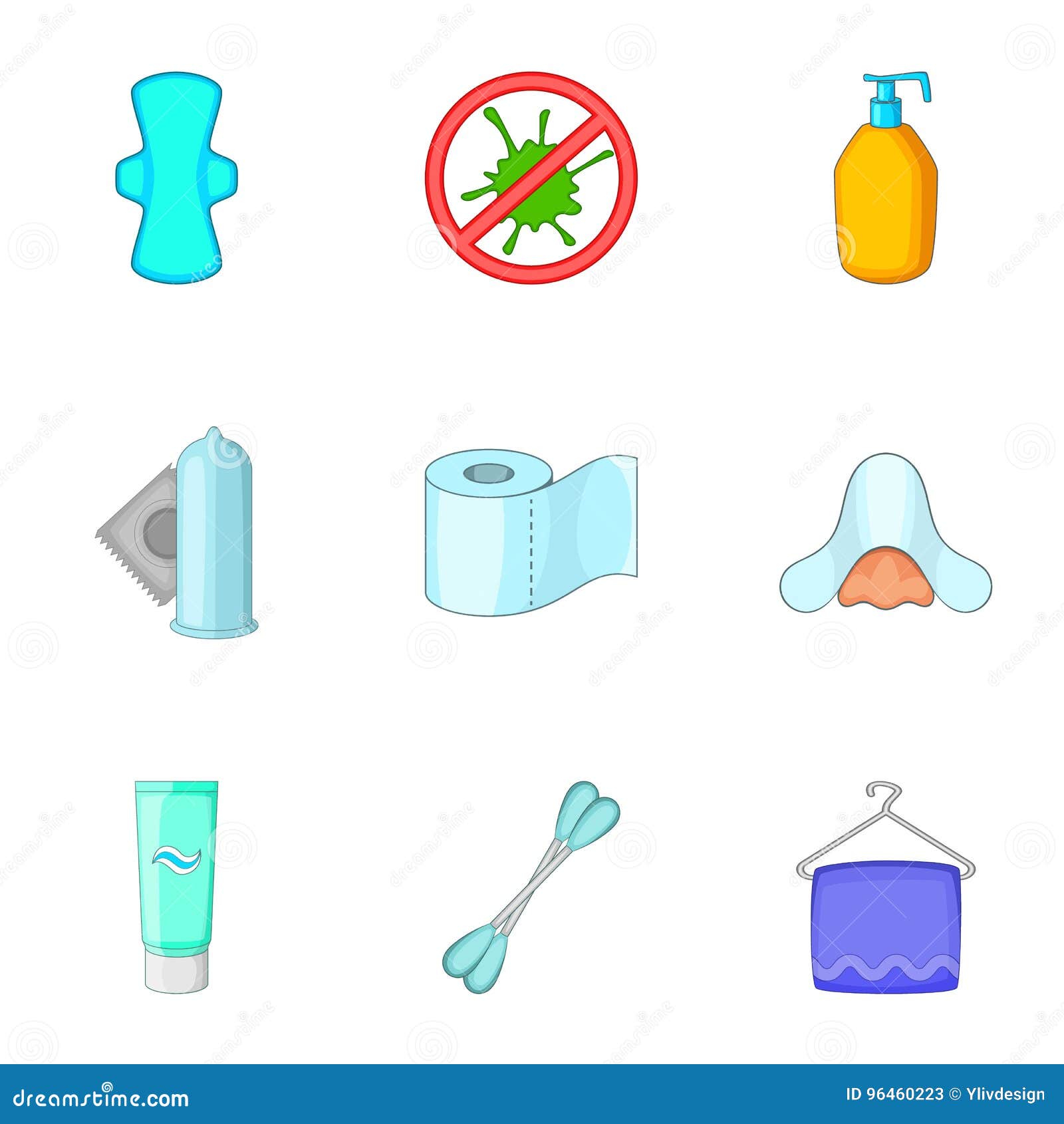 Hygiene Items Icons Set, Cartoon Style Stock Vector - Illustration of ...