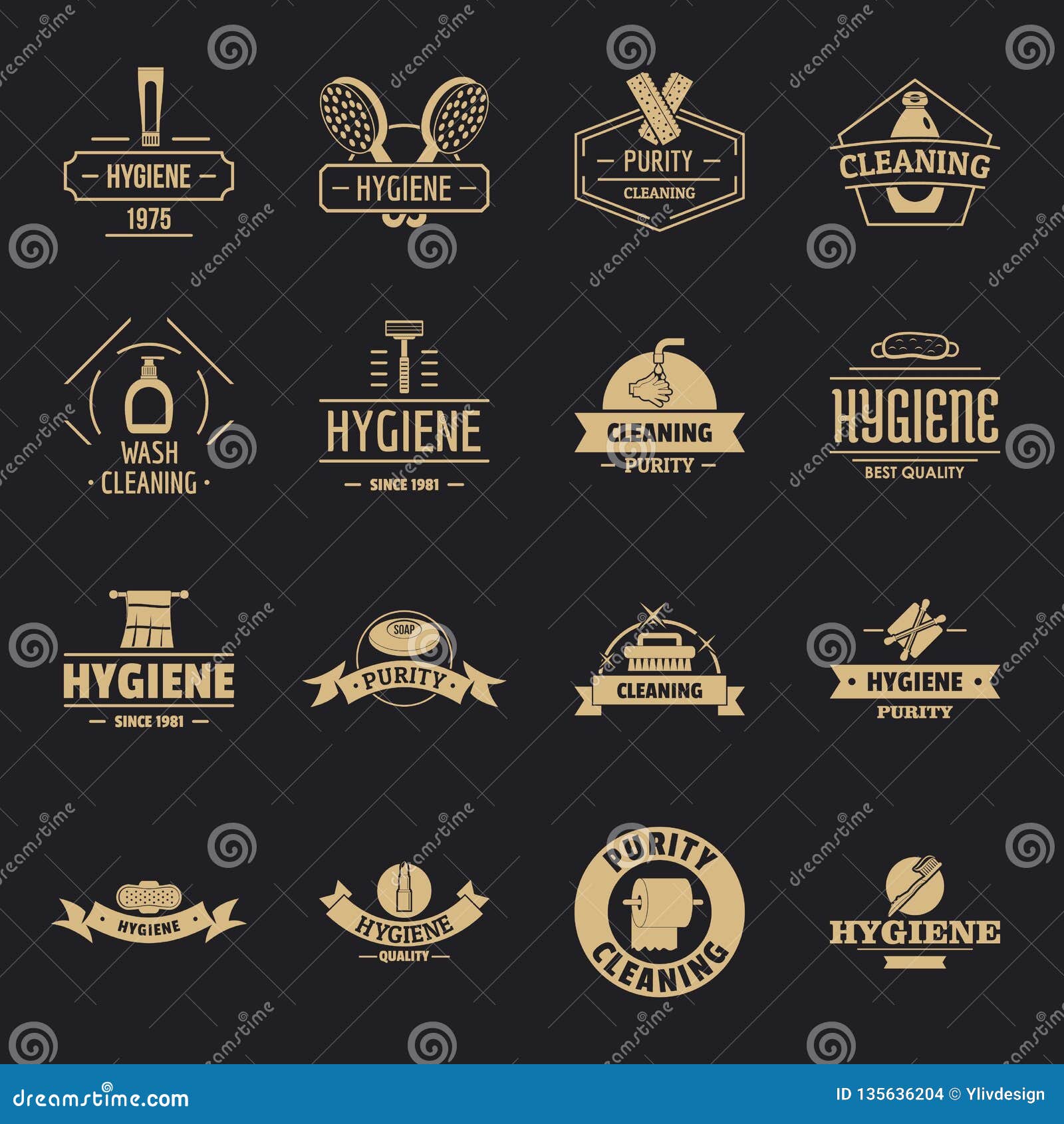 Hygiene Logo Icons Set, Simple Style Stock Vector - Illustration of ...