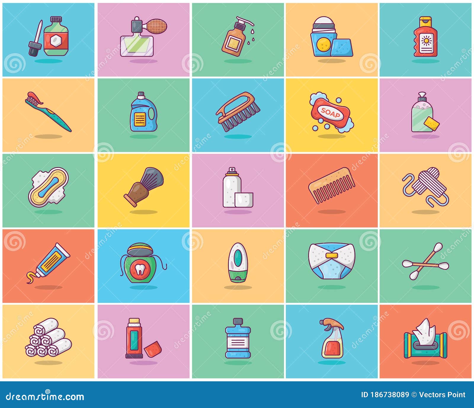 Hygienic Products Flat Icons Pack Stock Vector - Illustration of ...