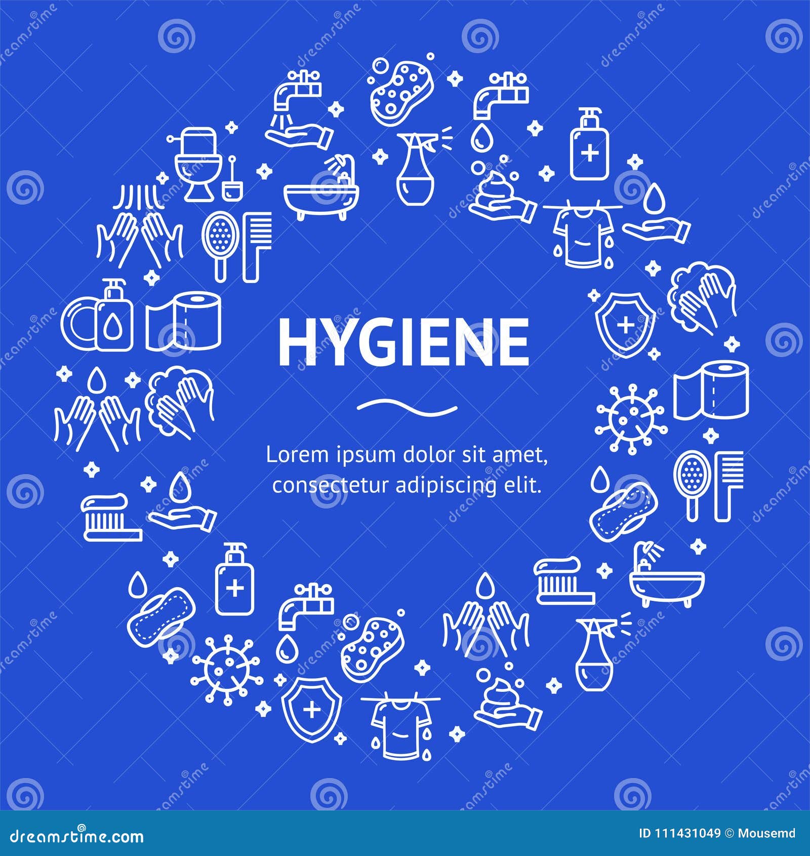 Hygiene Round Design Template Line Icon Concept. Vector Stock Vector ...