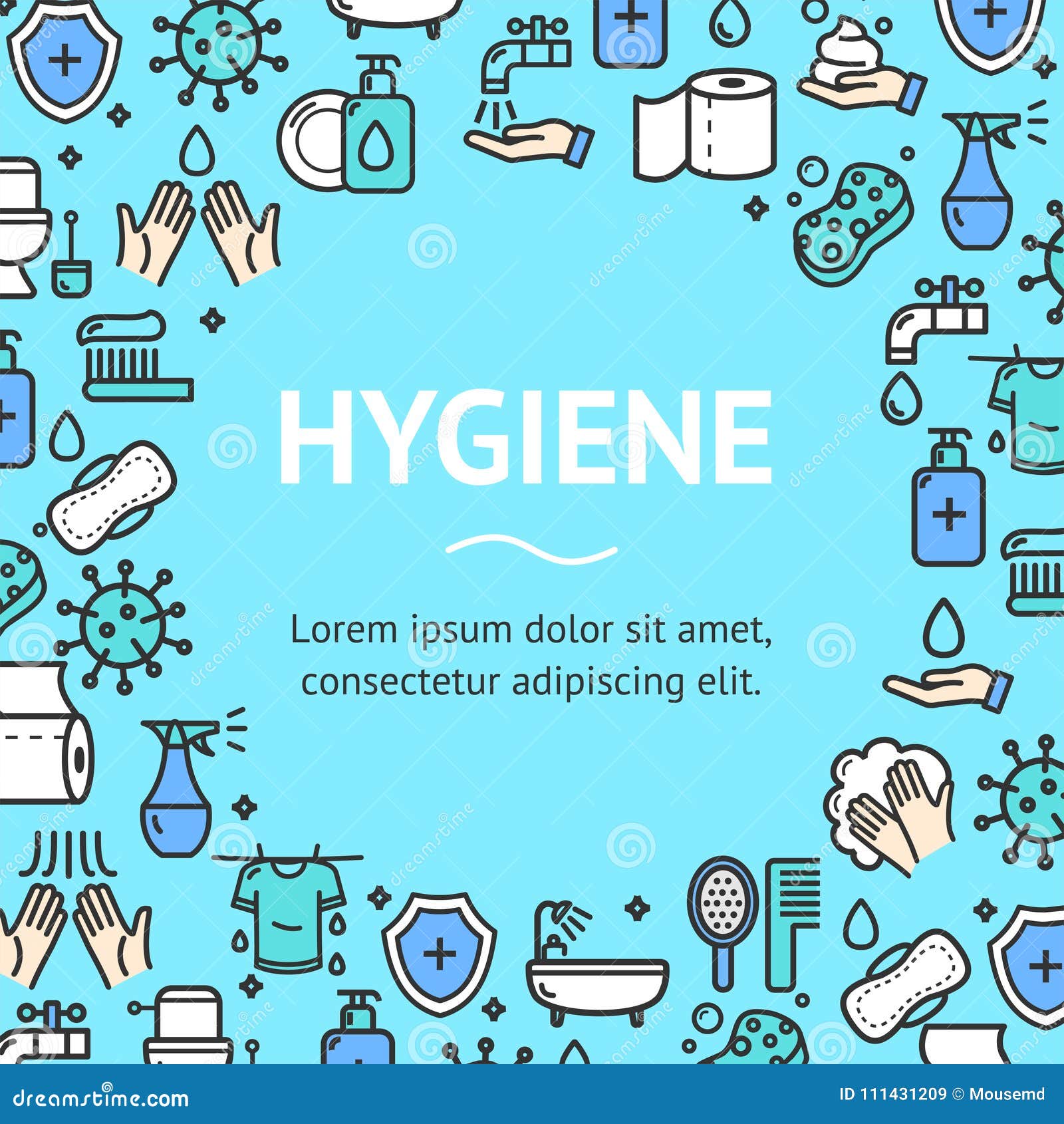 Hygiene Round Design Template Line Icon Concept. Vector Stock Vector ...