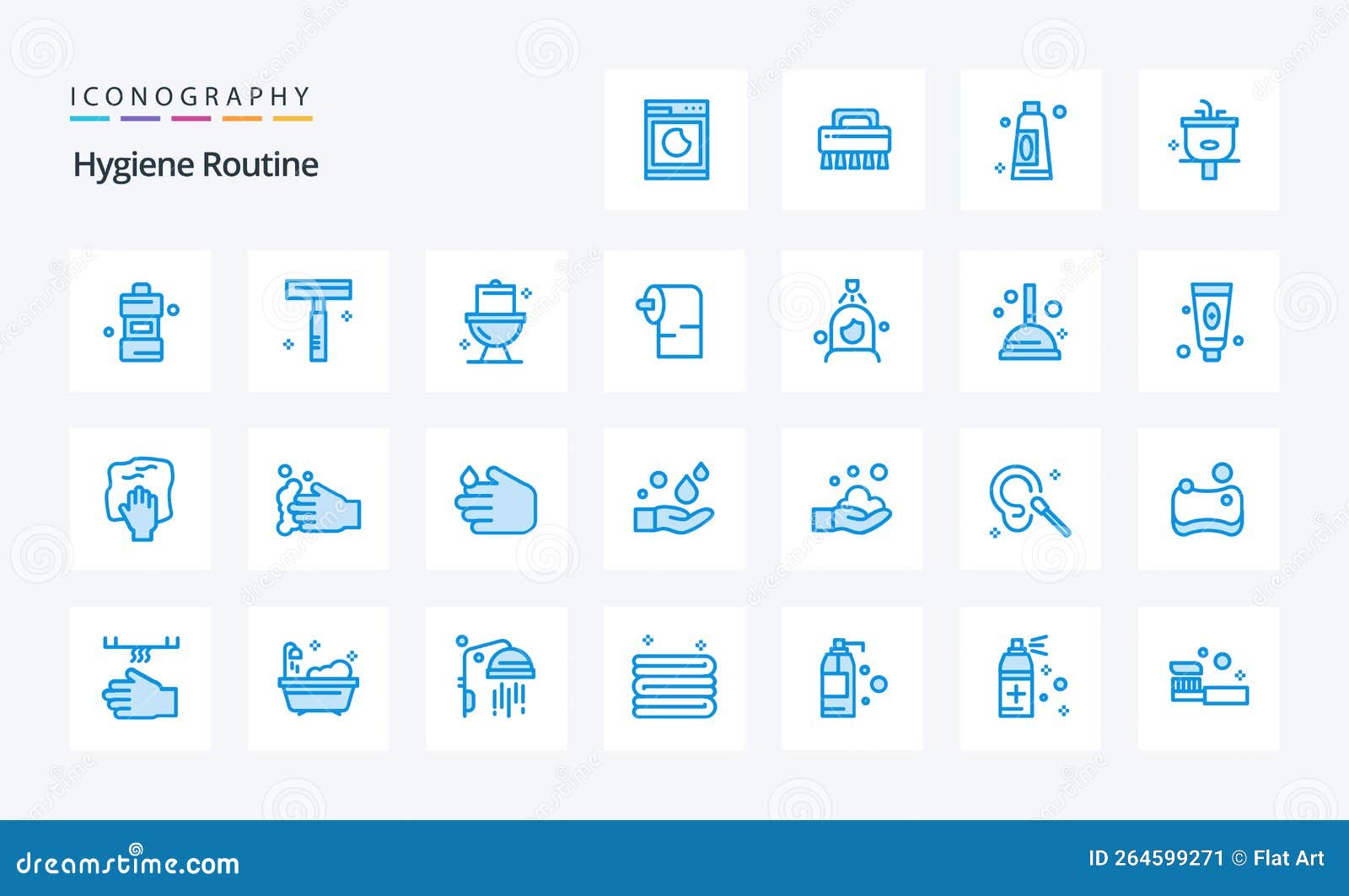 25 Hygiene Routine Blue Icon Pack Stock Vector - Illustration of soap ...
