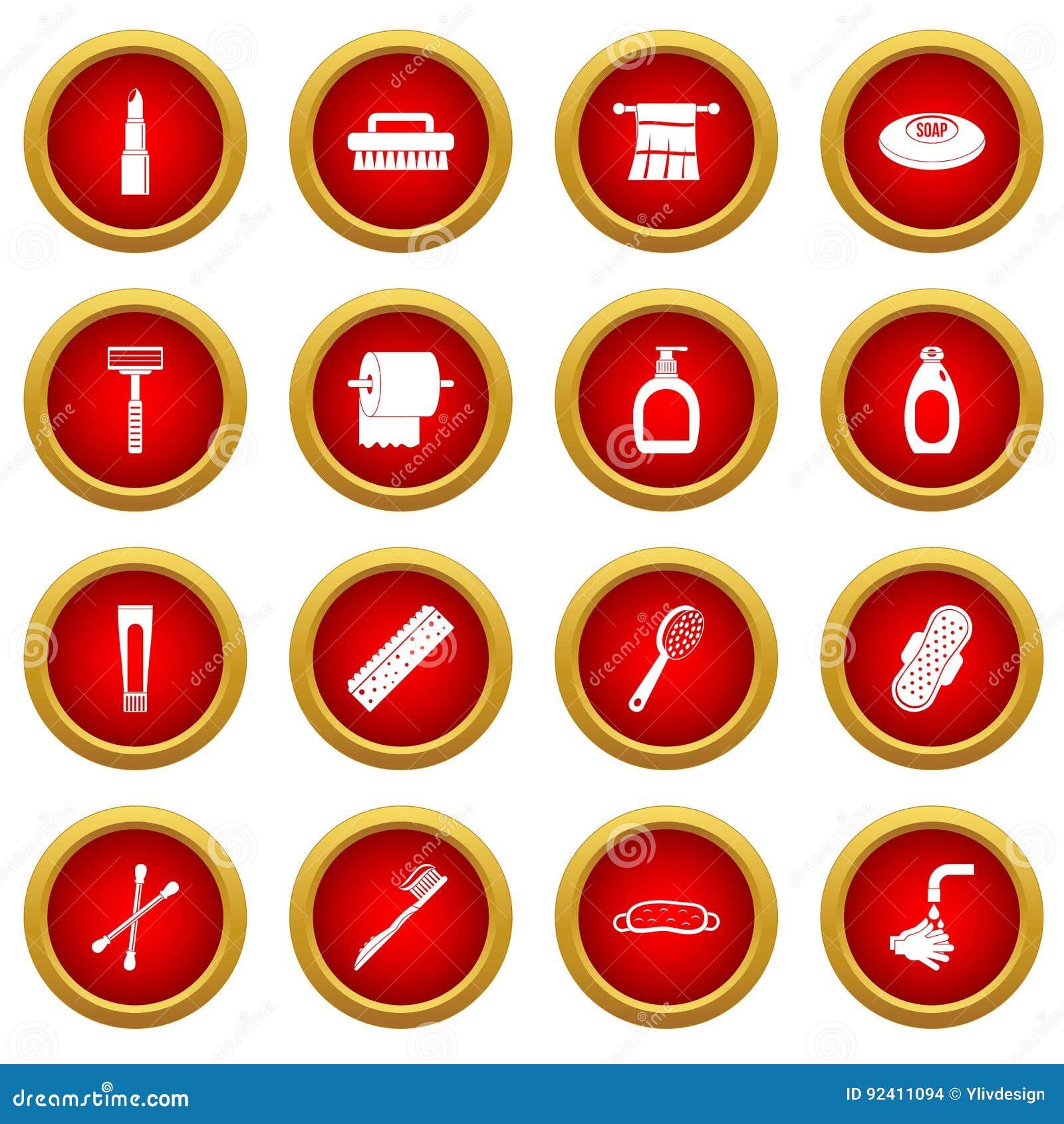 Hygiene Tools Icon Red Circle Set Stock Vector - Illustration of spray ...
