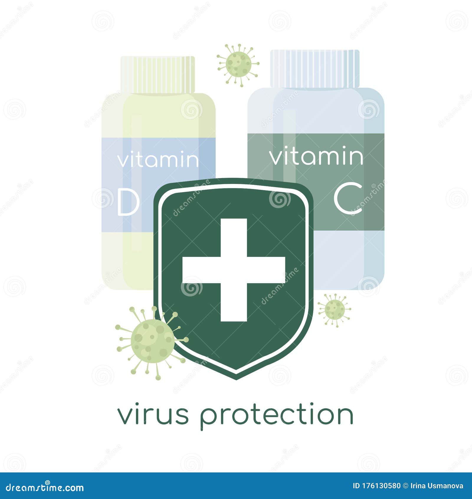 Hygienic Shield Protecting from Virus, Germs and Bacteria. Flat Style ...