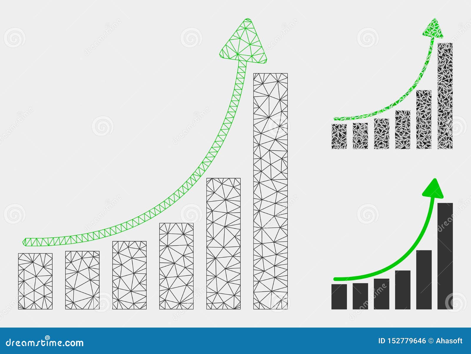 Hyip Bar Chart Vector Mesh Wire Frame Model and Triangle Mosaic Icon ...