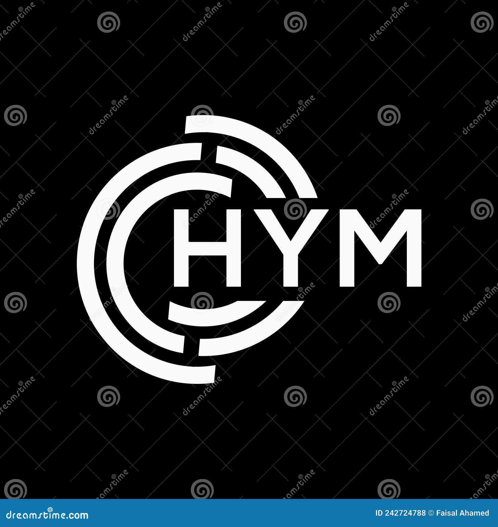 HYM Letter Logo Design on Black Background. HYM Creative Initials ...
