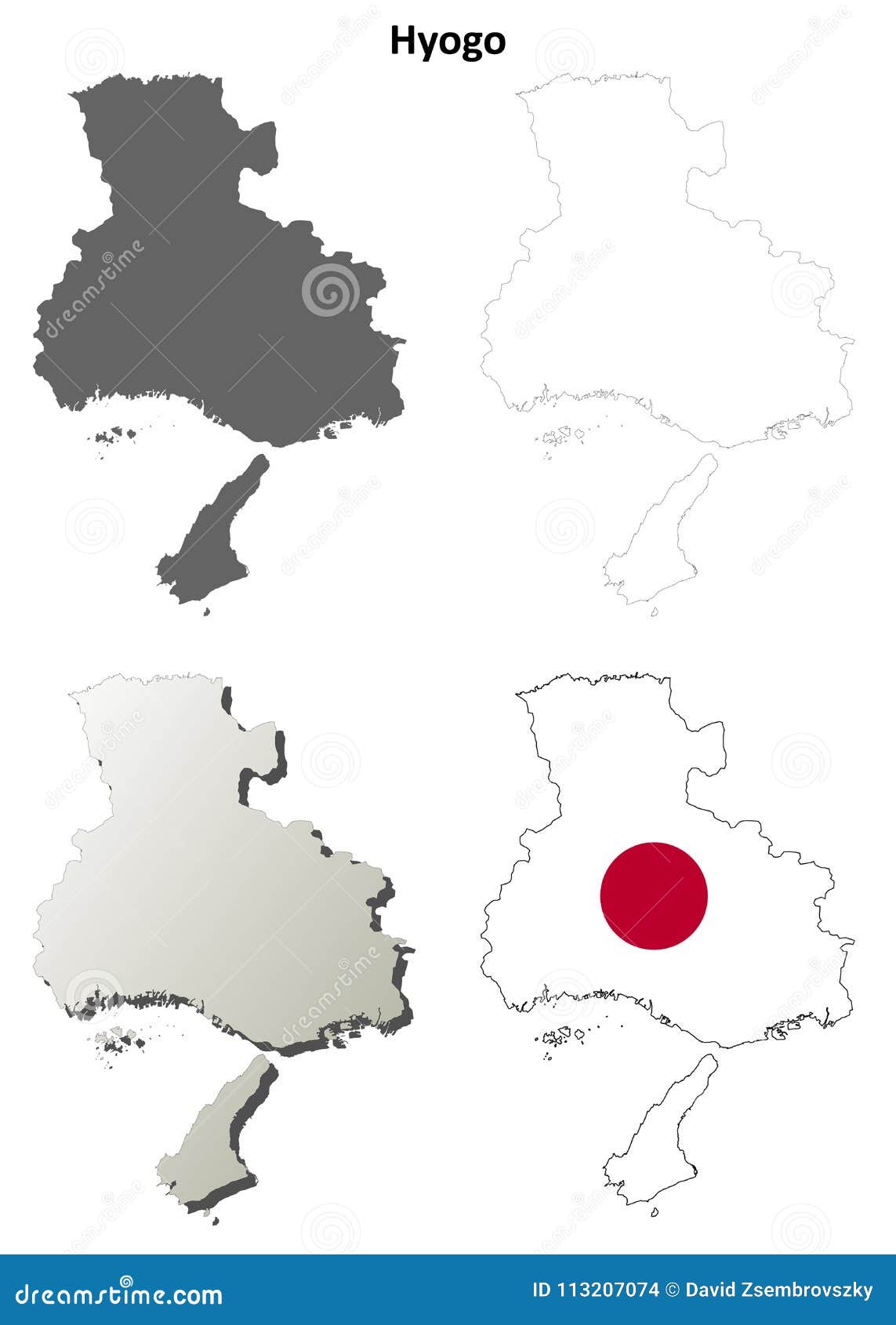 Hyogo Blank Outline Map Set Vector Illustration | CartoonDealer.com ...