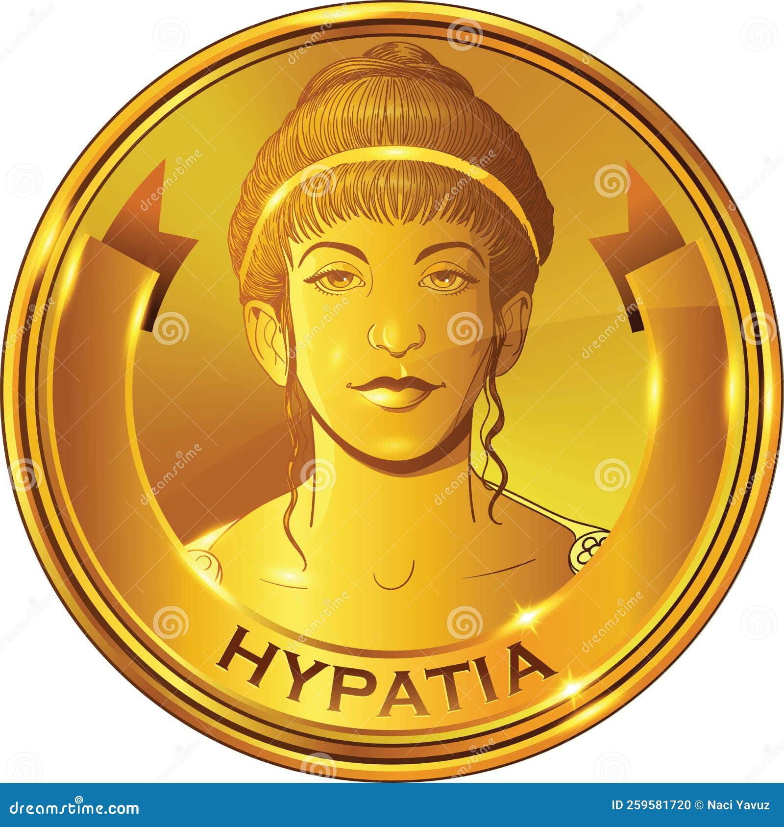 Hypatia Gold Style Portrait, Vector Stock Illustration - Illustration ...