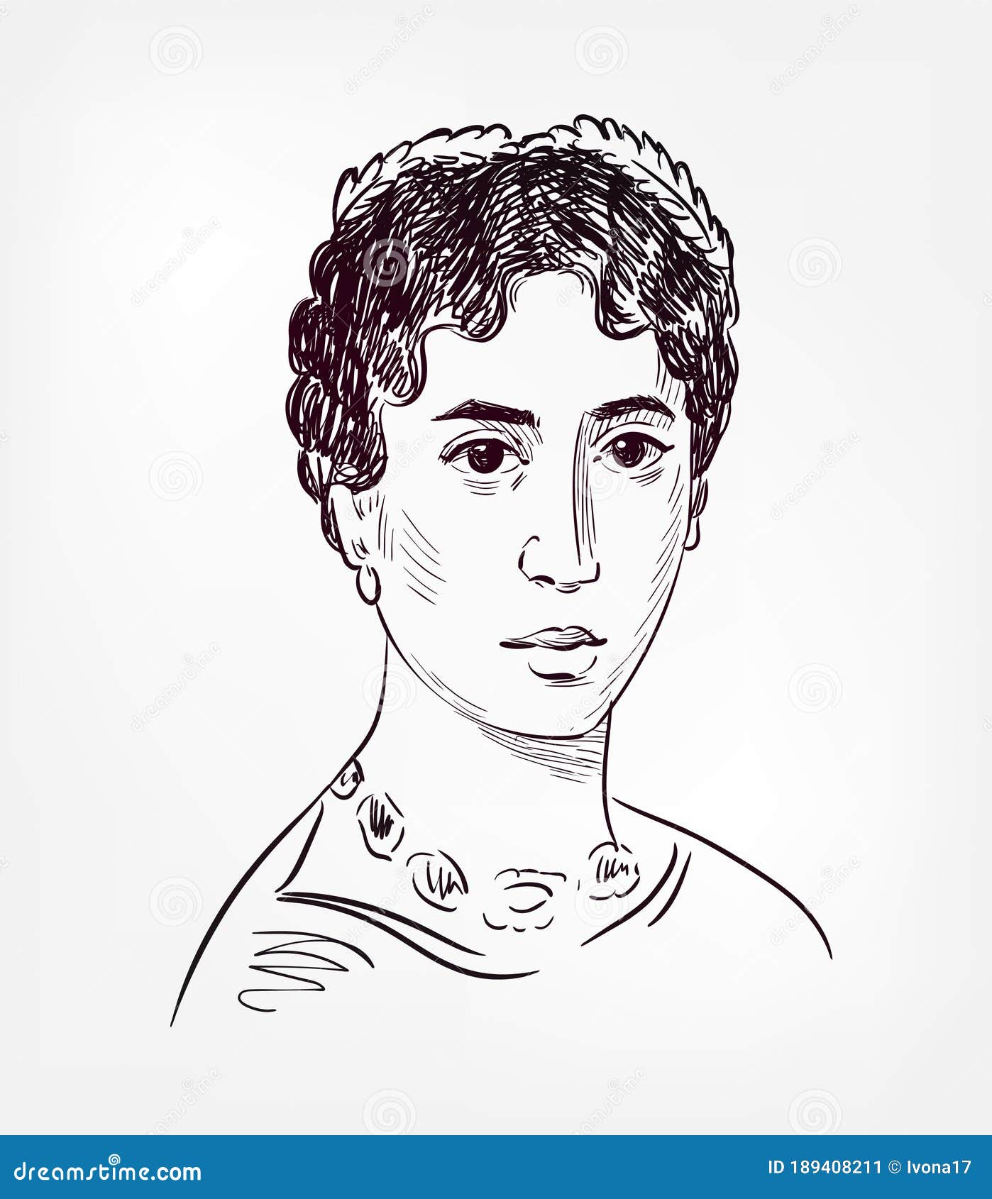 Hypatia Vector Sketch Portrait Philosopher Isolated Editorial Photo ...