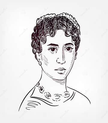 Hypatia Vector Sketch Portrait Philosopher Isolated Editorial Photo ...