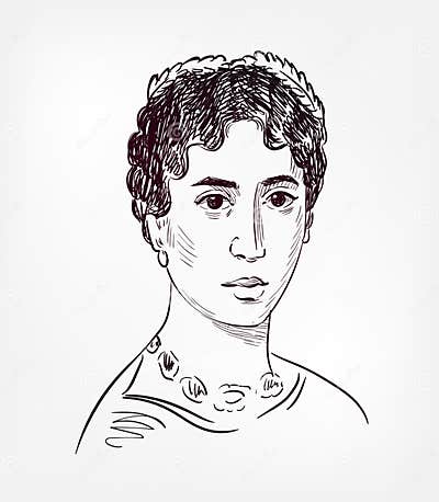 Hypatia Vector Sketch Portrait Philosopher Isolated Editorial Photo ...