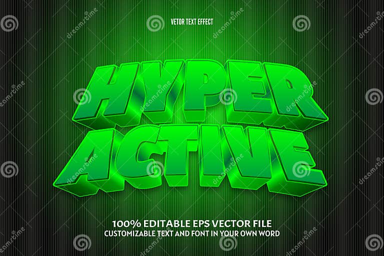 Hyper Active Editable Text Effect 3 Dimension Emboss Comic Style Green Color Stock Vector ...