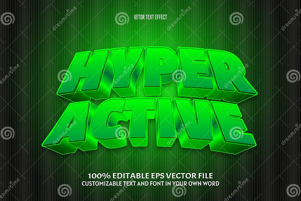 Hyper Active Editable Text Effect 3 Dimension Emboss Comic Style Green ...