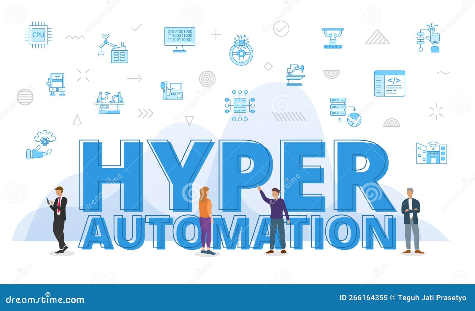 Hyper Automation Concept with Big Words and People Surrounded by ...