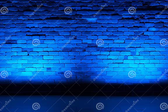 Hyper Blue Neon Brick Wall stock illustration. Illustration of artistic ...