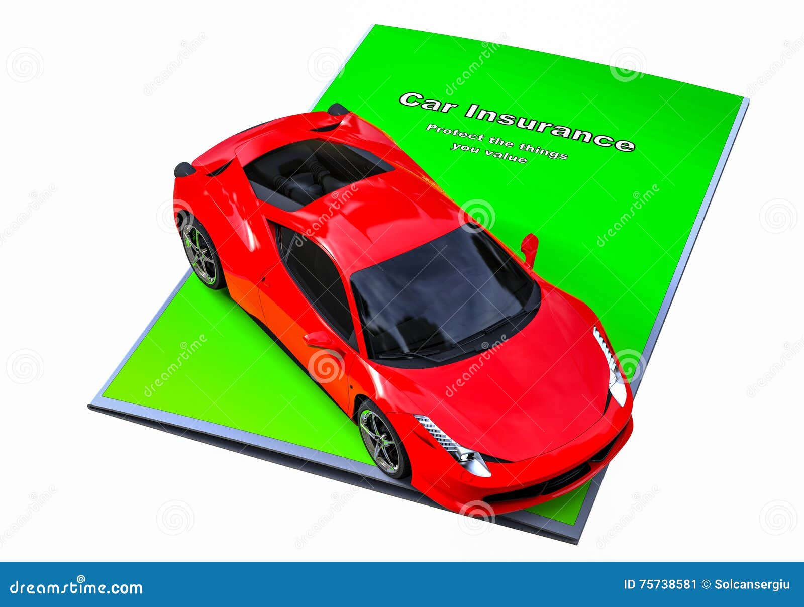 Car Insurence. Insurance Document, Car And Shield. Flat Cartoon Style ...