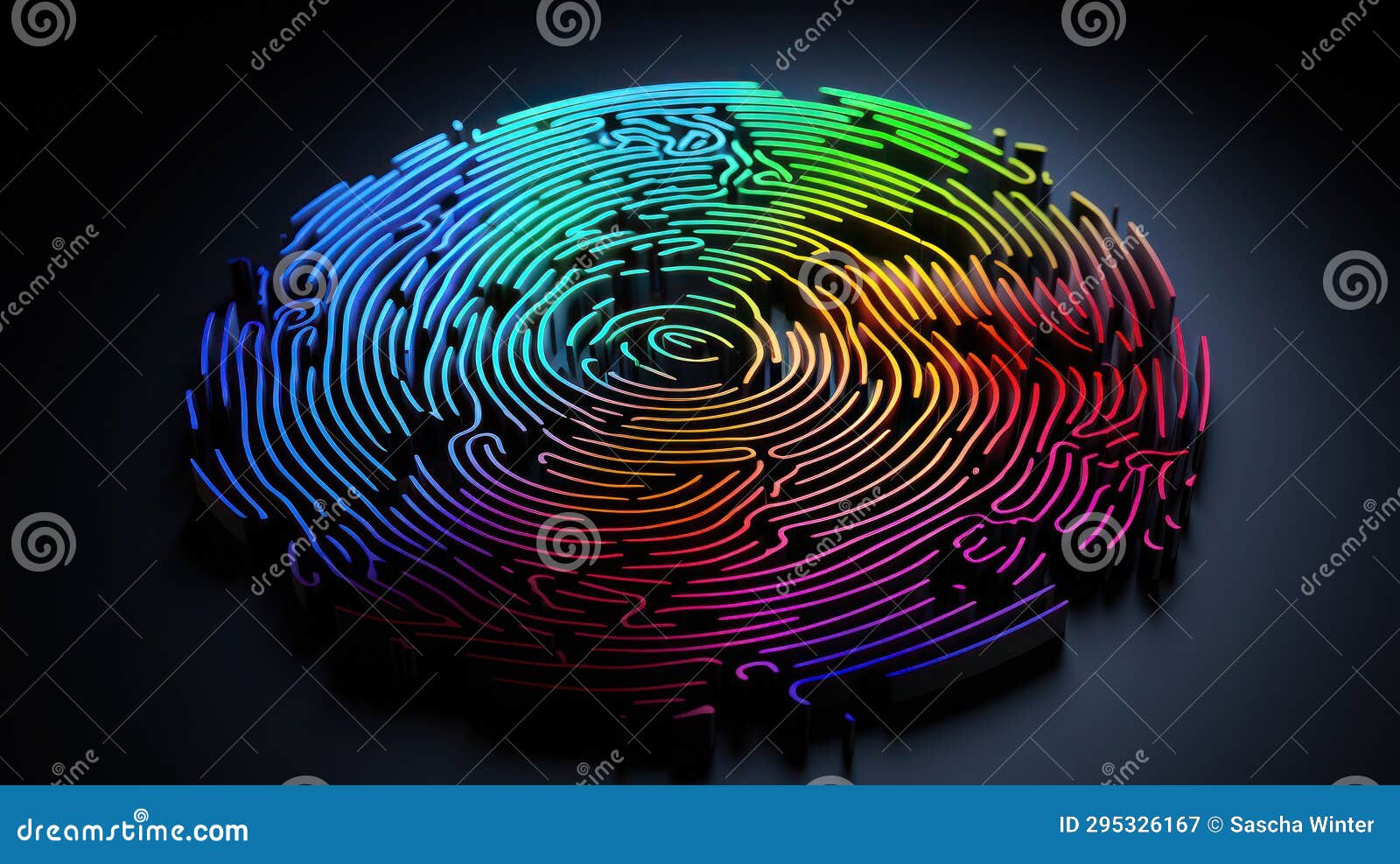 Hyper-Detailed 3D Colorful Fingerprint on Dark Background Stock Image ...