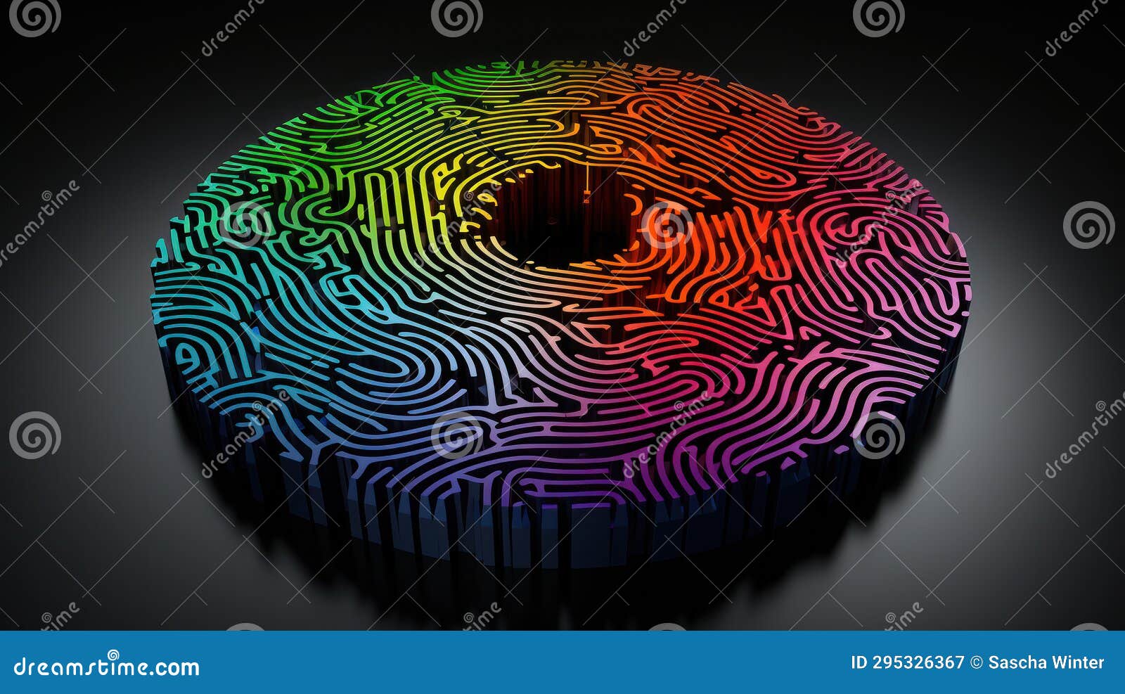 Hyper-Detailed 3D Colorful Fingerprint on Dark Background Stock Image ...