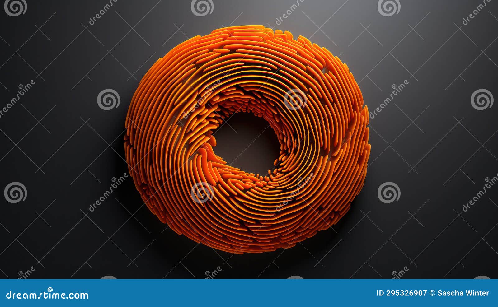 Hyper-Detailed 3D Orange Swirl Fingerprint on Dark Background Stock ...