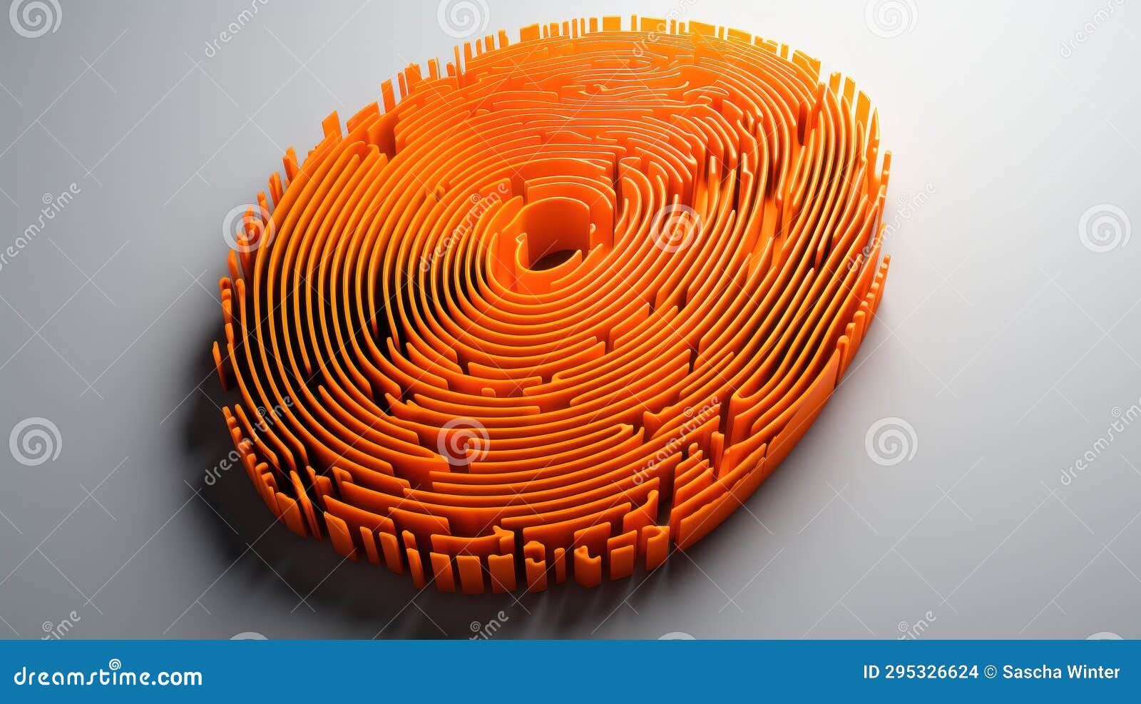 Hyper-Detailed 3D Orange Swirl Fingerprint on White Background Stock ...