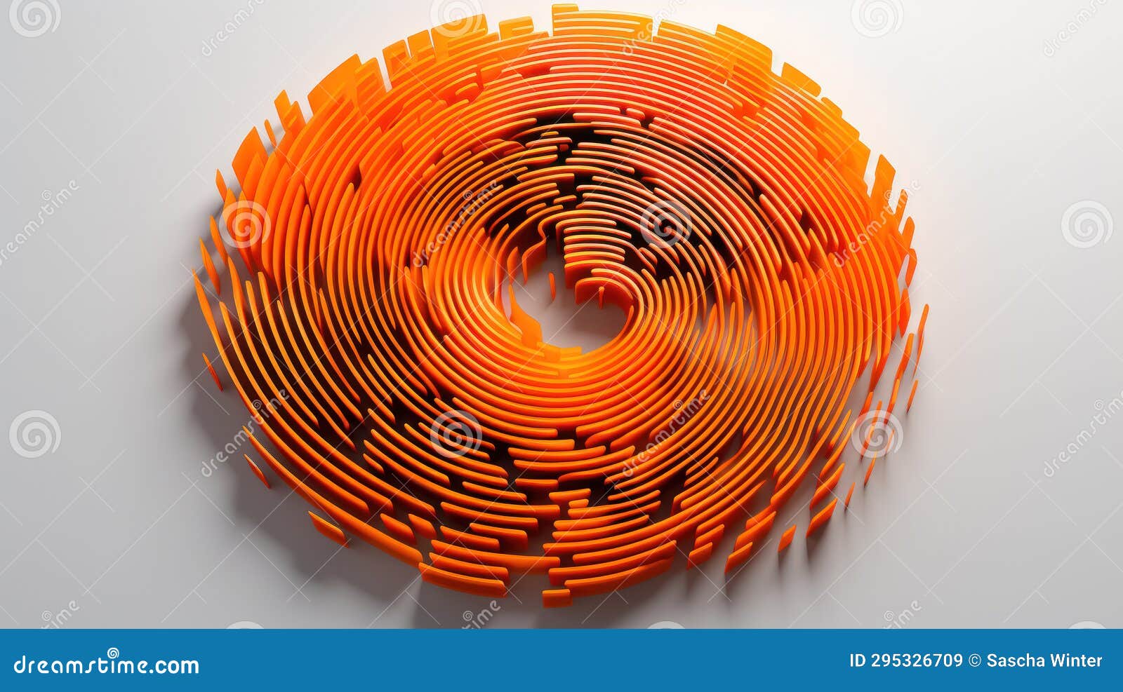 Hyper-Detailed 3D Orange Swirl Fingerprint on White Background Stock ...