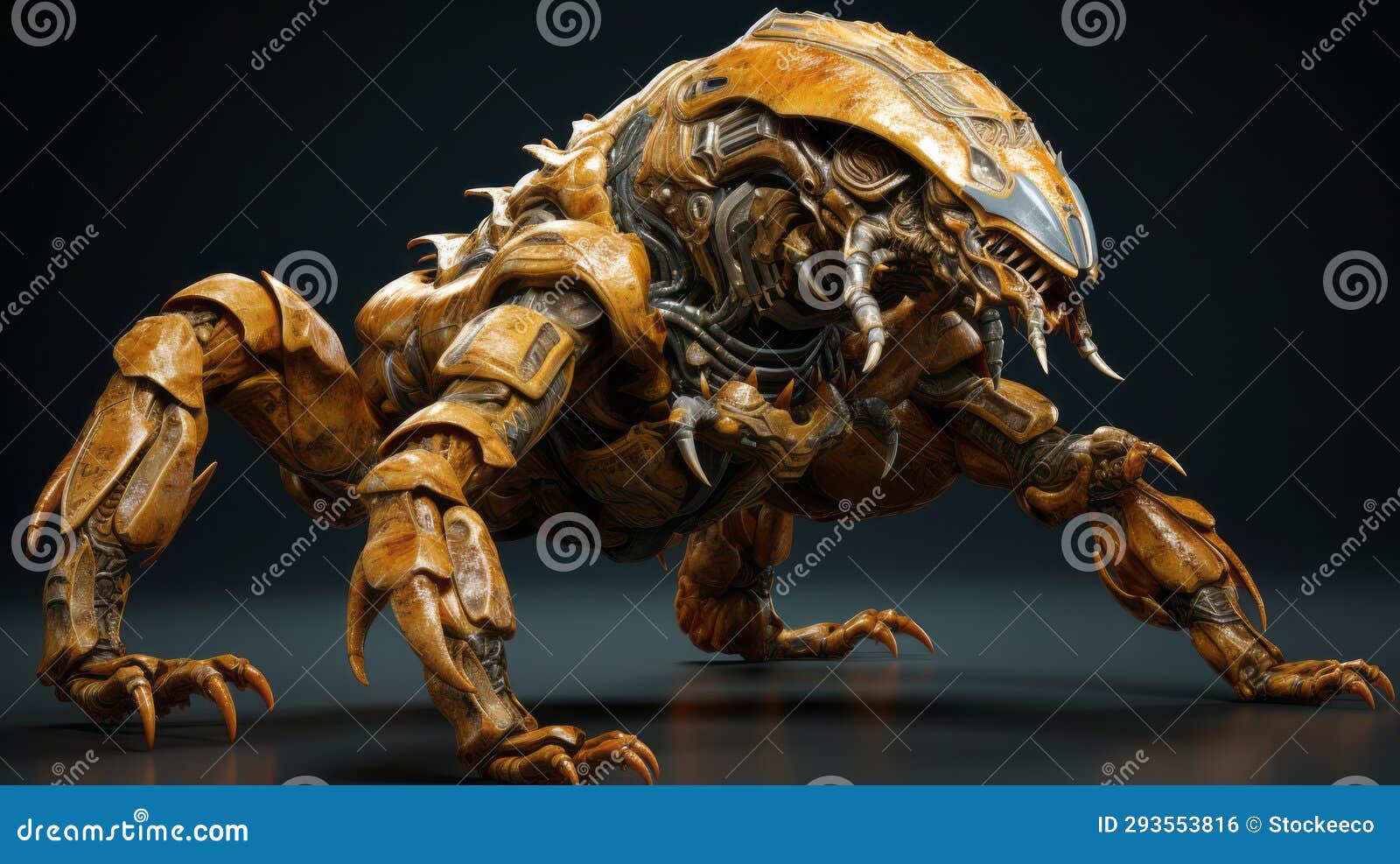 Hyper-detailed 3d Rendering of a Dark Orange and Gold Alien Scorpion ...