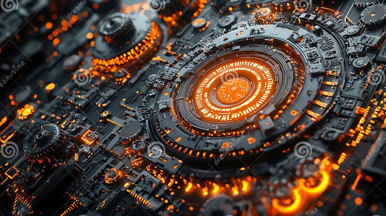 A Hyper-detailed 3D Rendering of a Technical Abstract Background in ...