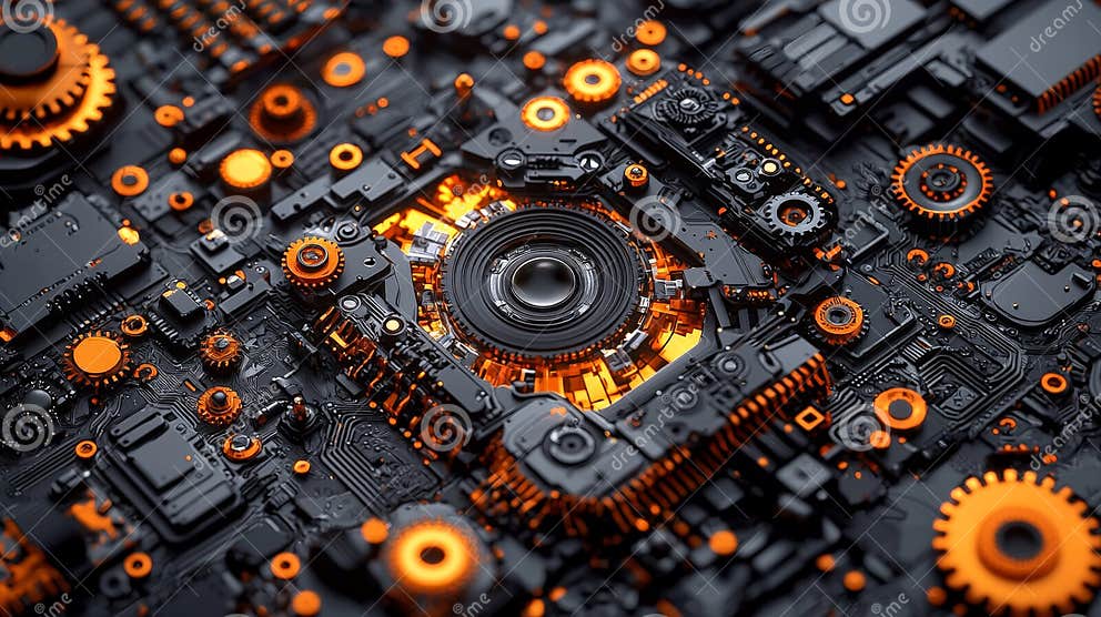 A Hyper-detailed 3D Rendering of a Technical Abstract Background in ...