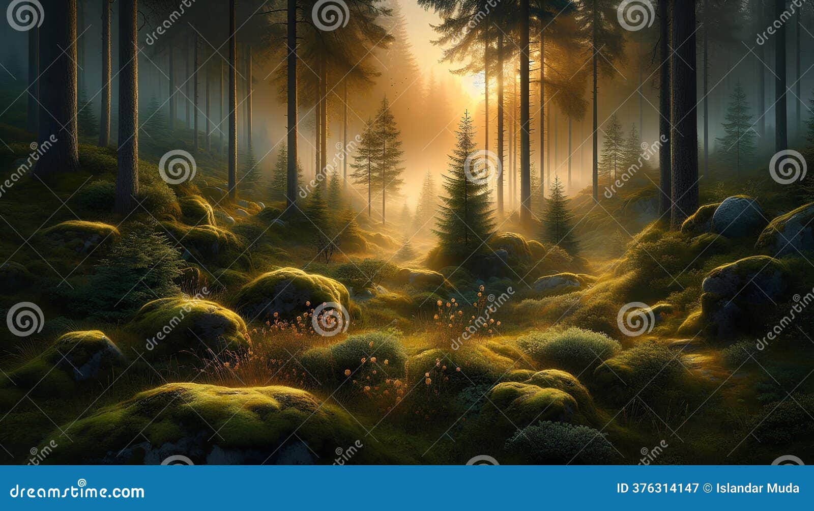 Dawn In The Forest Glamping Pod. Serene Morning Scene With A Geodesic ...