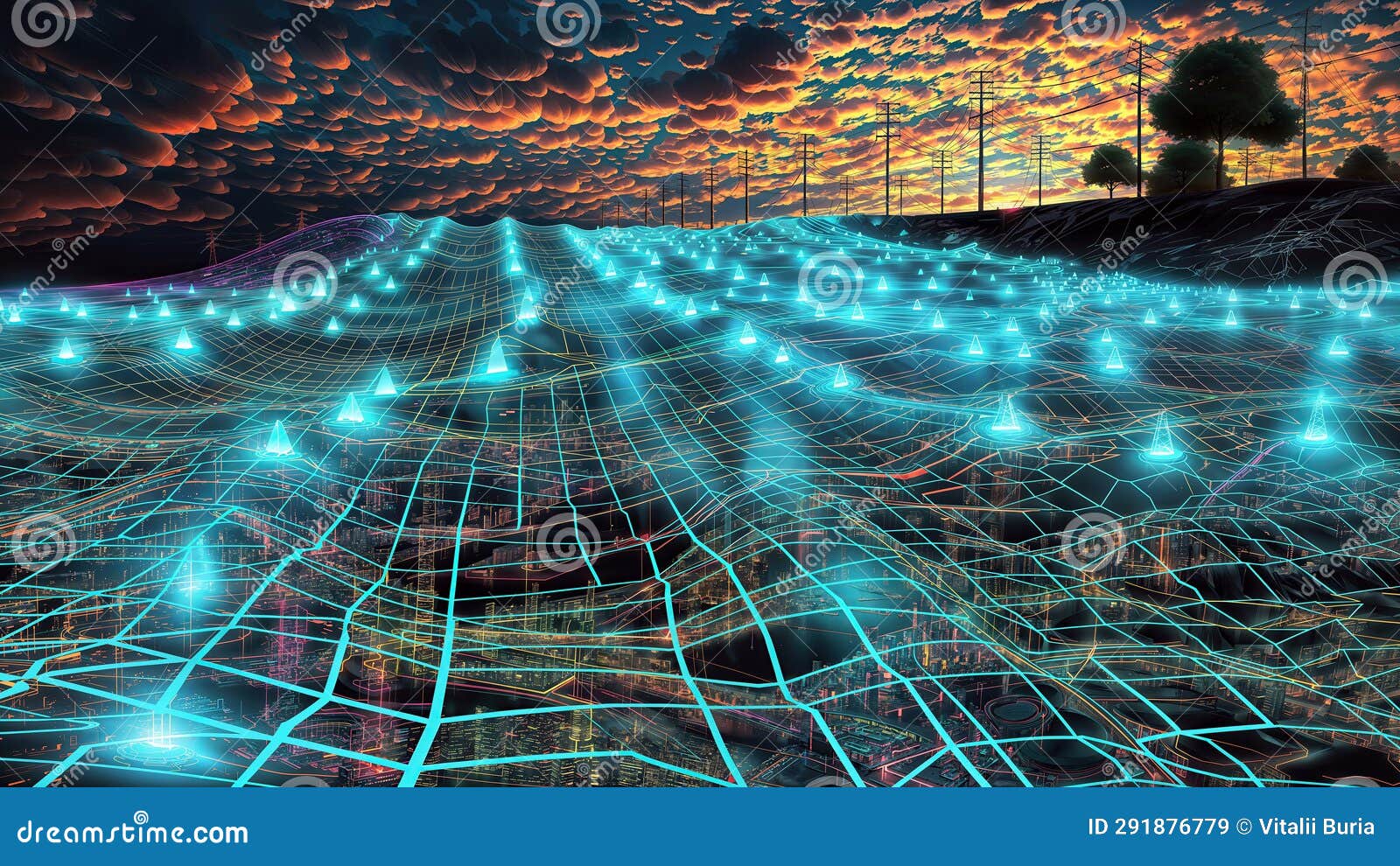 Hyper-detailed Drawing with Electrical Grid Visualization, Generative ...