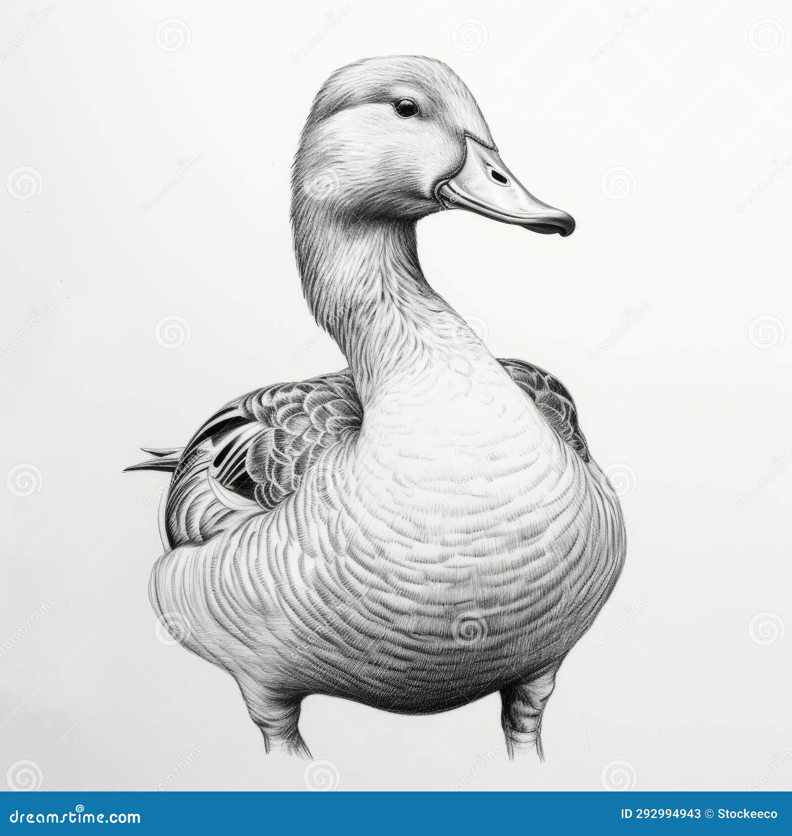Duck Pencil Drawing. A Quick Sketch Of A Floating Black Migratory Duck ...