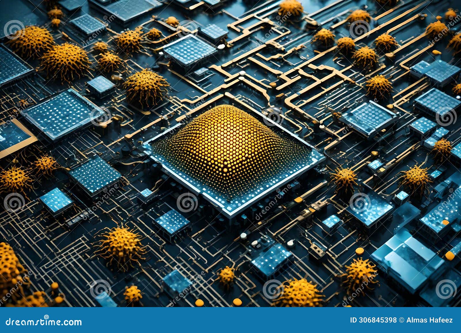 Hyper-Detailed Futuristic Nano Technology: Abstract Close-Up Background ...